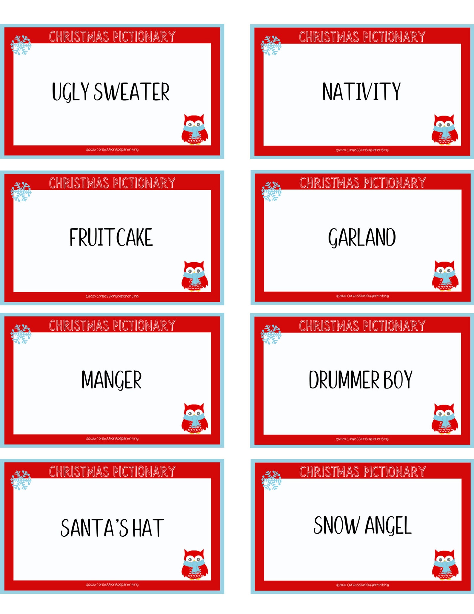 50+ Christmas Pictionary| Printable Christmas Pictionary Game ...