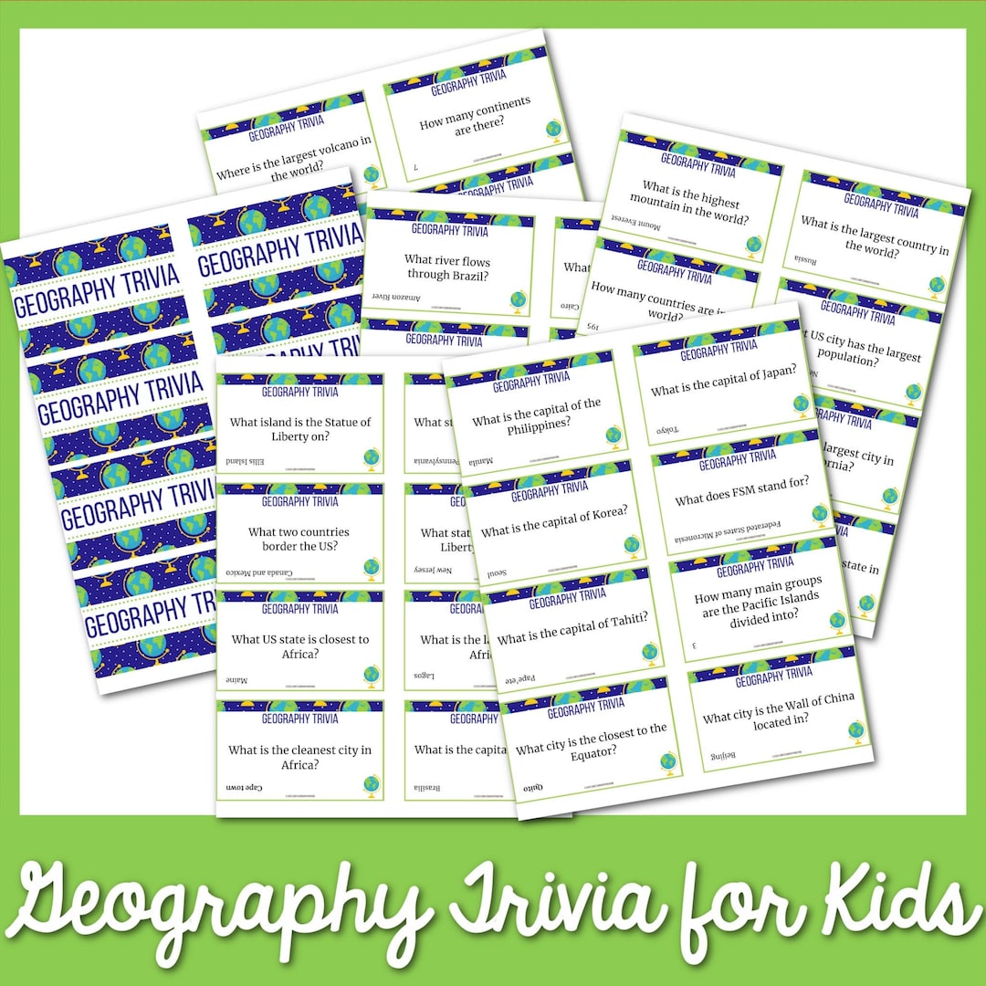 50 Geography Trivia Questions for Kids | Printable Geography Trivia ...