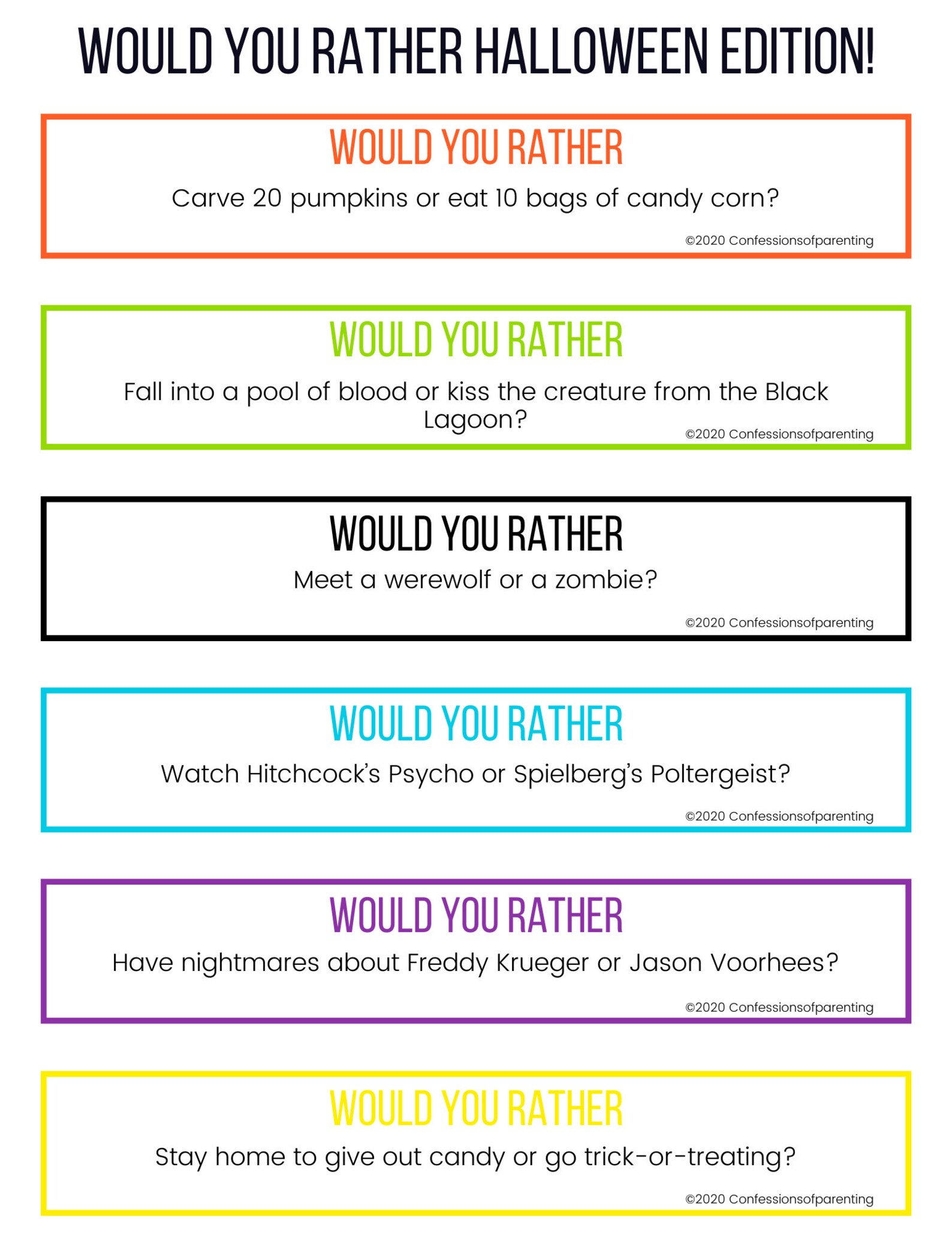 100 Halloween Would You Rather Questions| Spooky Would You Rather Game ...