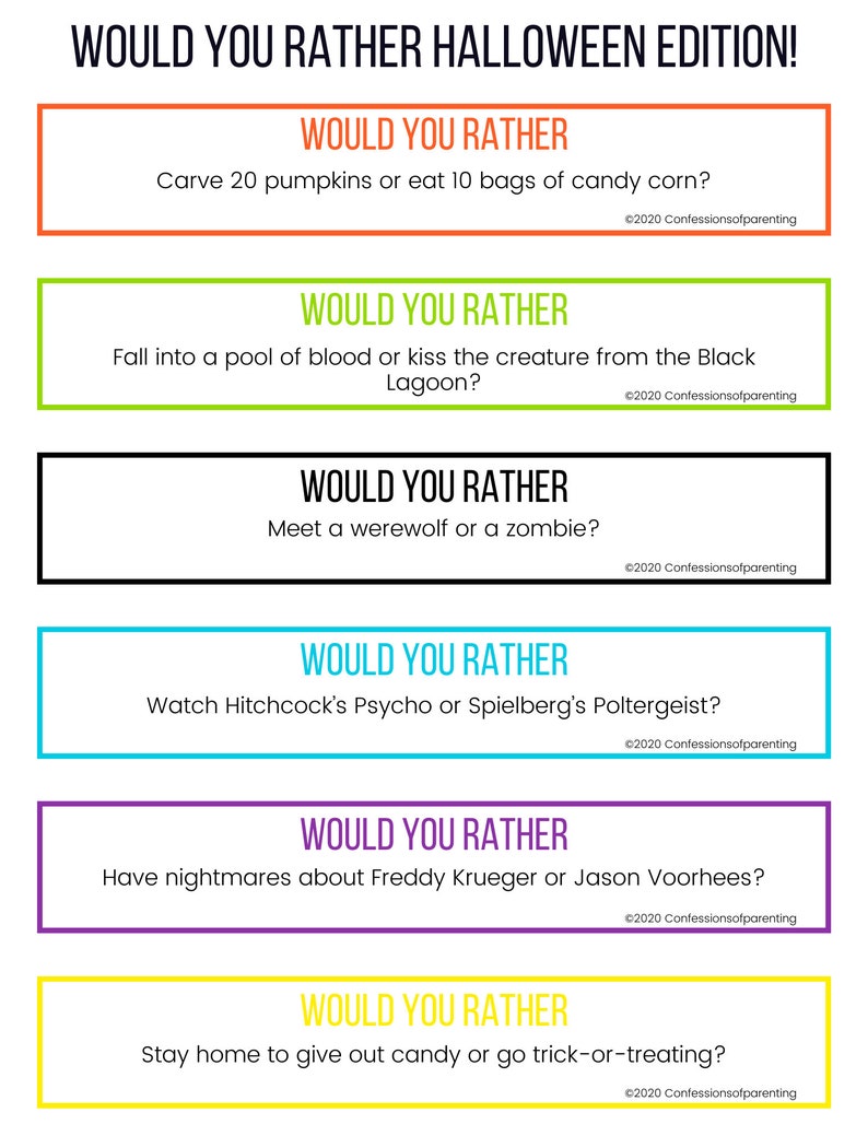 100 Halloween Would You Rather Questions| Spooky Would You Rather Game ...
