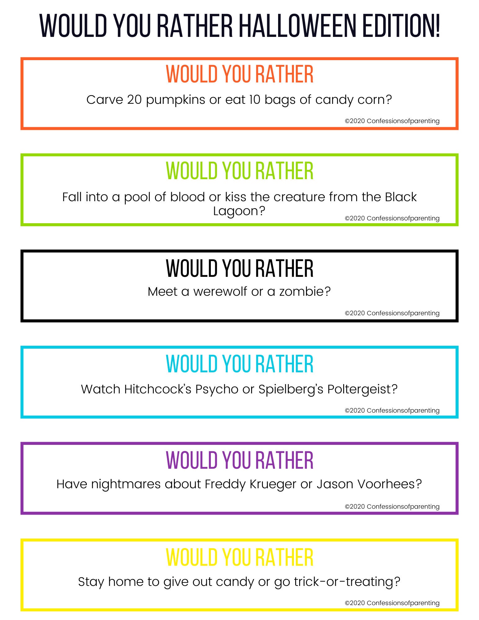 100 Halloween Would You Rather Questions| Spooky Would You Rather Game ...