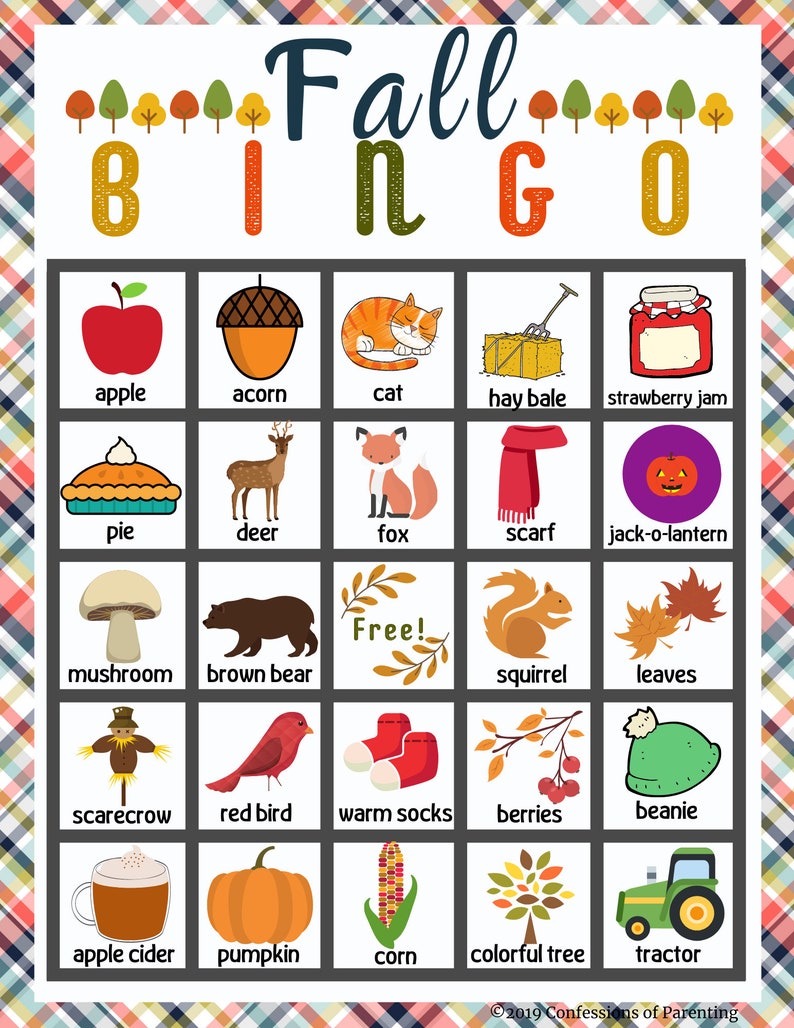 7 Fall Bingo Cards | Printable Game for Kids & Adults | Printable Fall ...