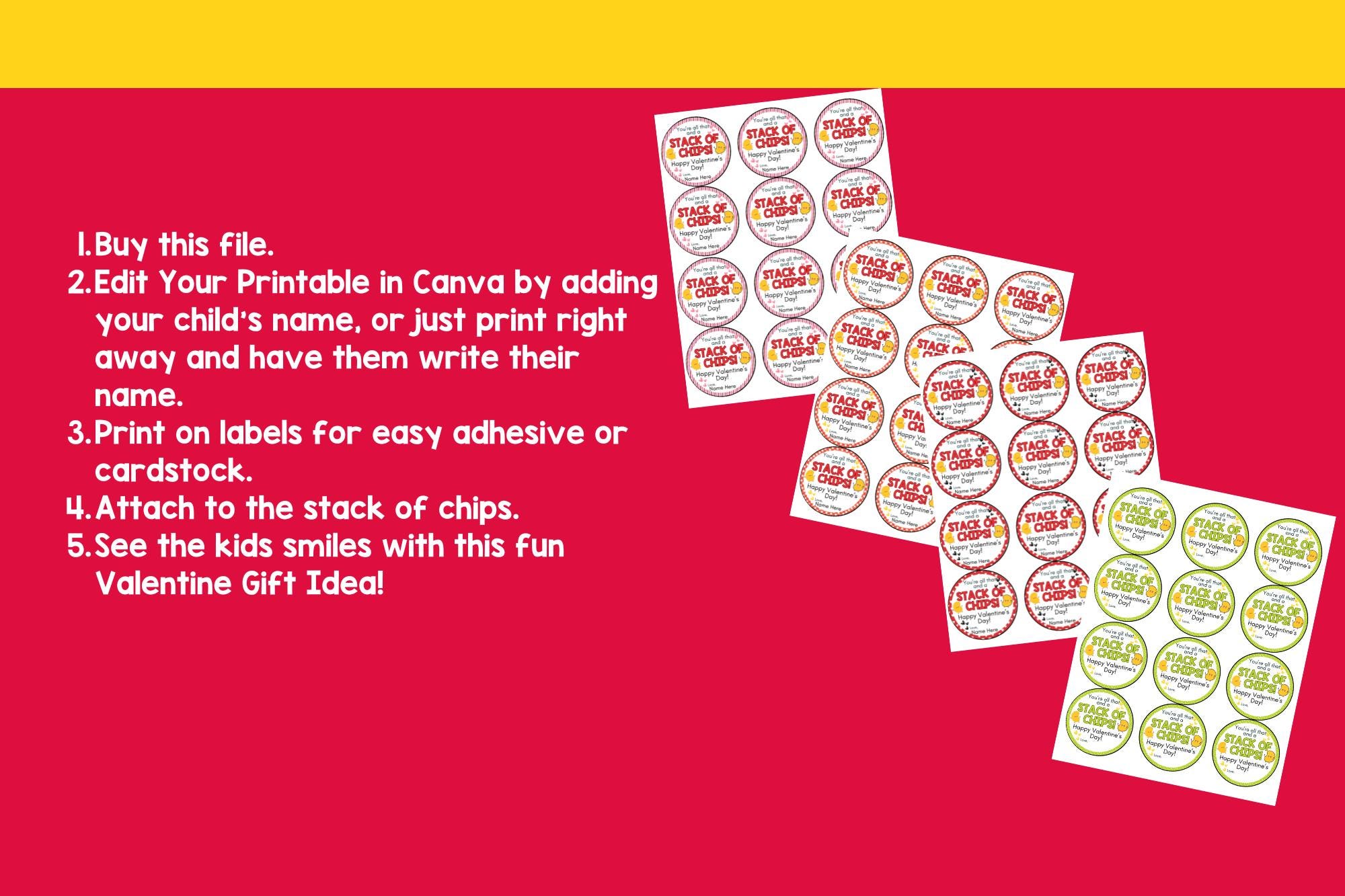 Editable "you're All That and a Stack of Chips" Valentine Labels ...