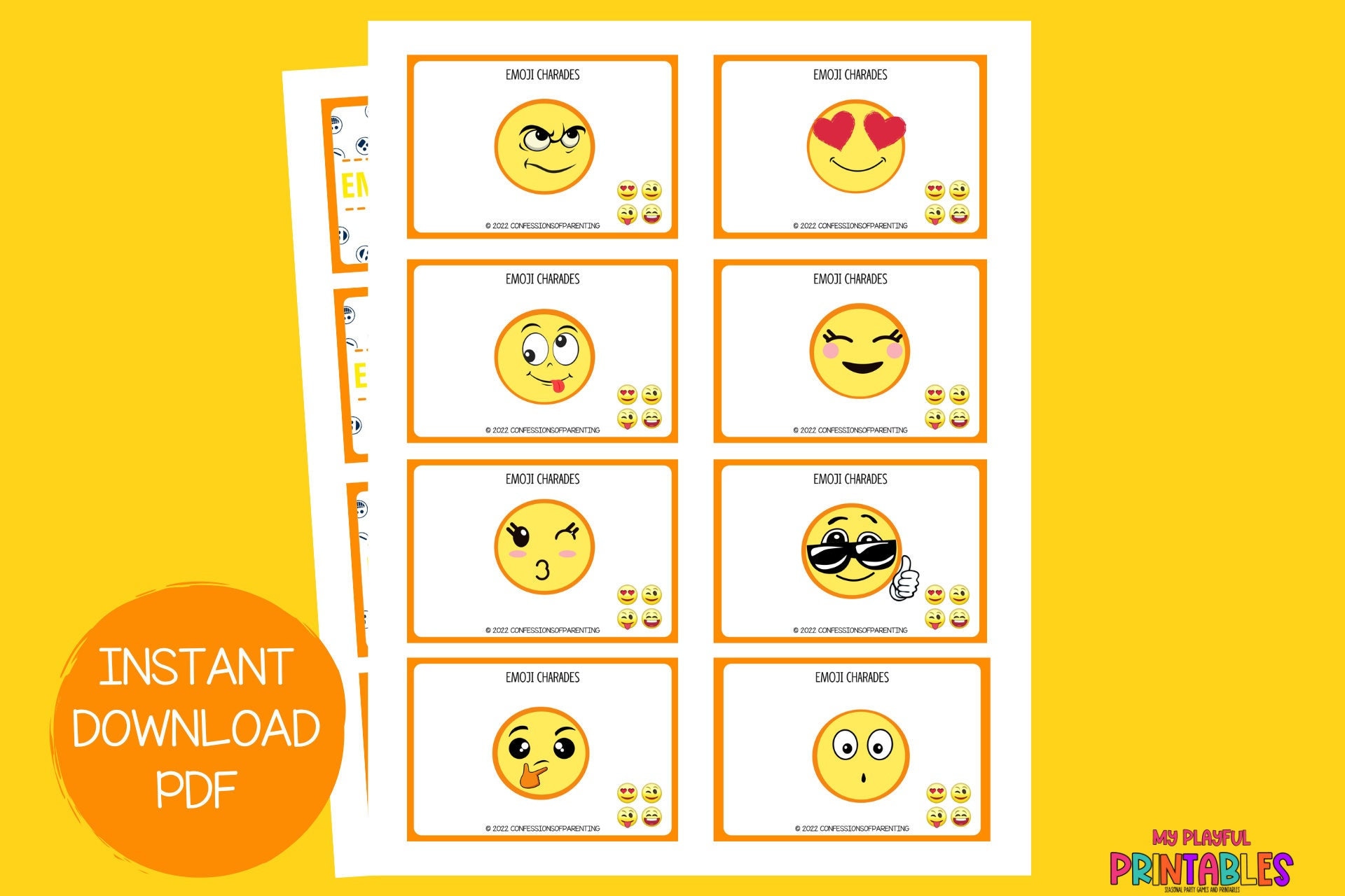 Emoji Charades Silly Charades for Kids 48 Emoji Themed Charades ...