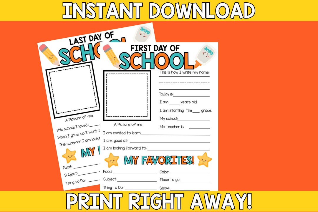 First and Last Day of School Interview Sheets| Printable School Year ...