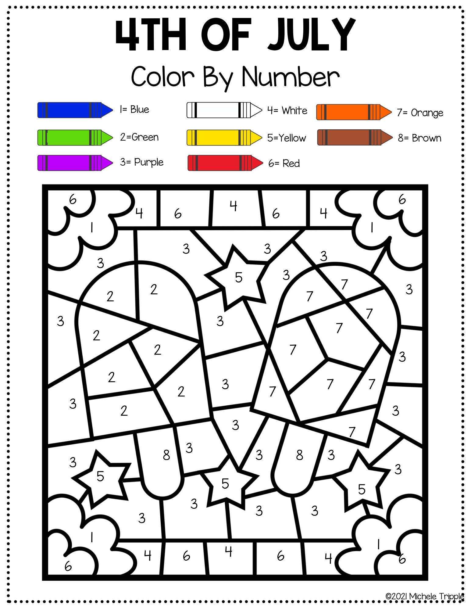6 4th of July Color by Number Sheets | Printable 4th of July Color by ...