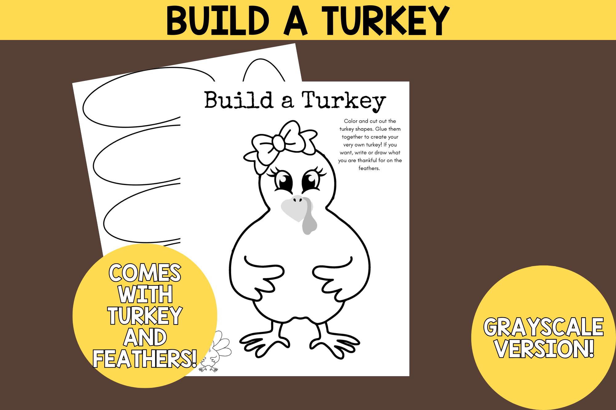 Build A Turkey Kids Craft| Printable Thanksgiving Turkey Craft ...