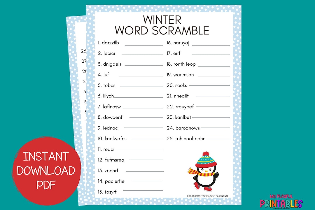 Winter Word Scramble | Word Scrambles for Kids | Word Scramble for ...
