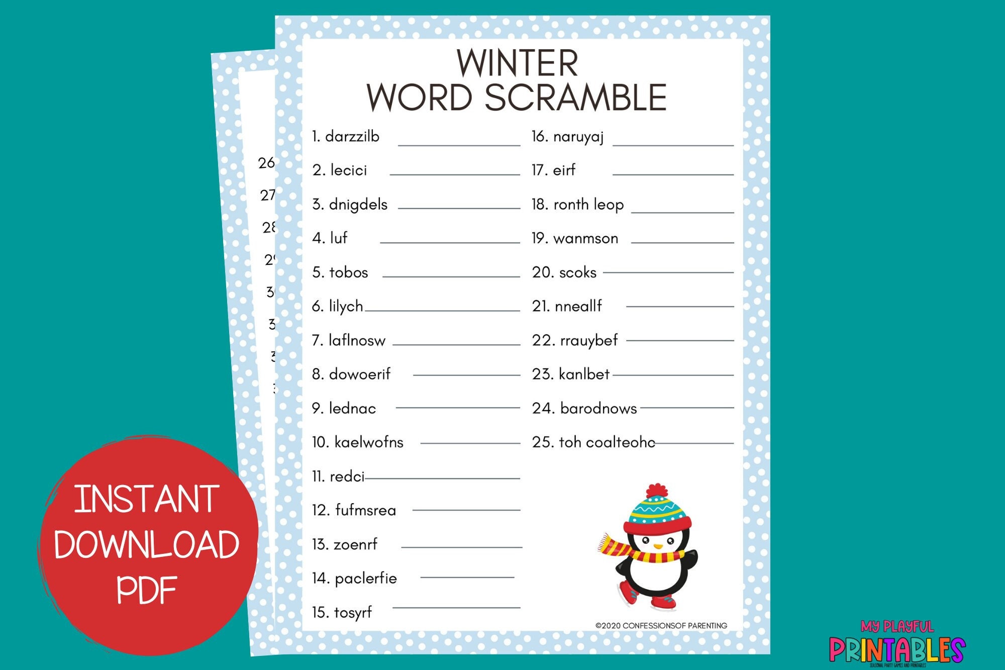 Winter Word Scramble | Word Scrambles for Kids | Word Scramble for ...