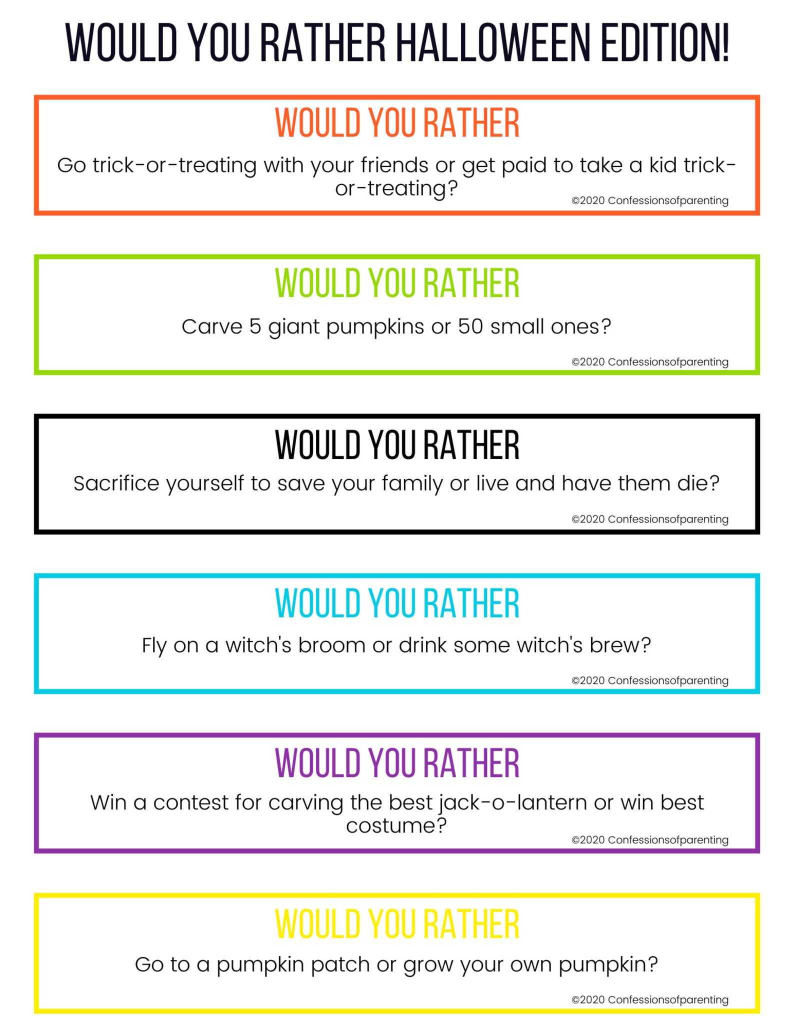 100 Halloween Would You Rather Questions| Spooky Would You Rather Game ...