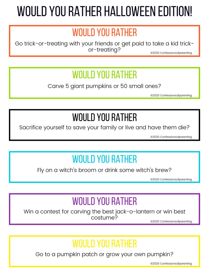 100 Halloween Would You Rather Questions| Spooky Would You Rather Game ...