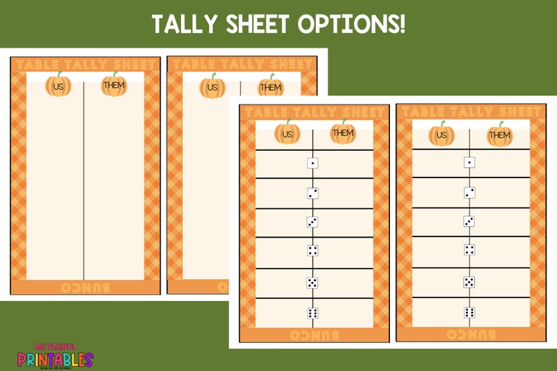 Pumpkin Bunco| Halloween Bunco| Printable Bunco Scorecards| Printable ...