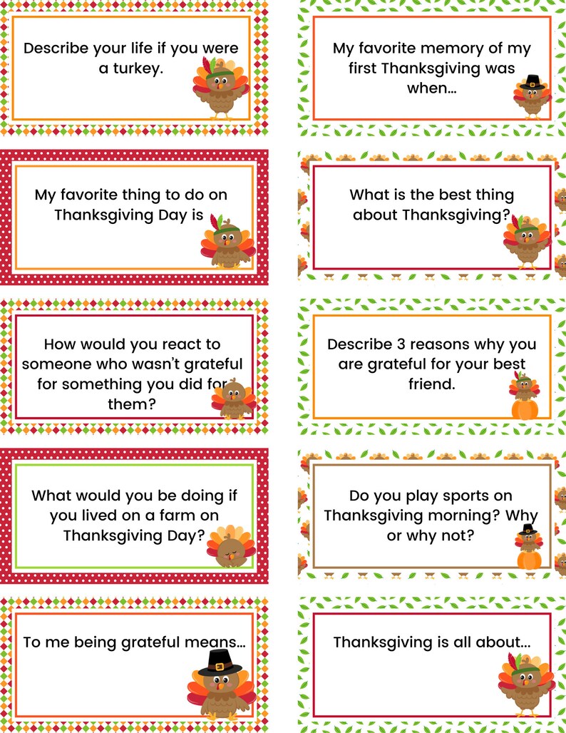 50 Thanksgiving Journal Prompts | Printable Thanksgiving Writing ...
