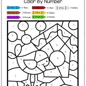 8 Winter Color by Number| Color by Number Worksheets| Color by Number ...