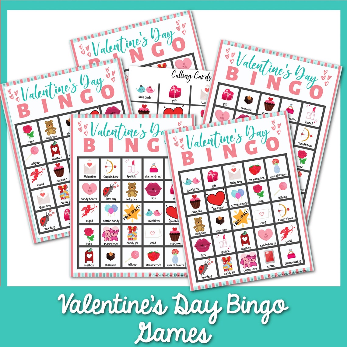 Valentine's Day Bingo Card Valentine Themed Bingo Game for Kids ...