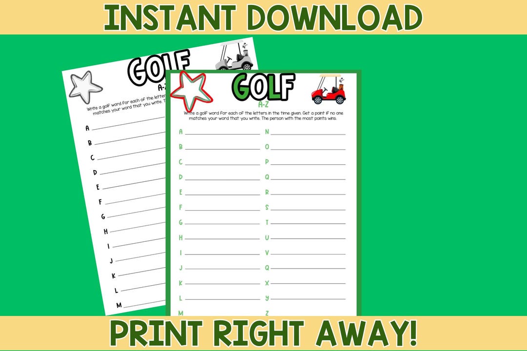 Golf A-Z Game | Printable Golf Party Games | Golf Tournament Games for ...