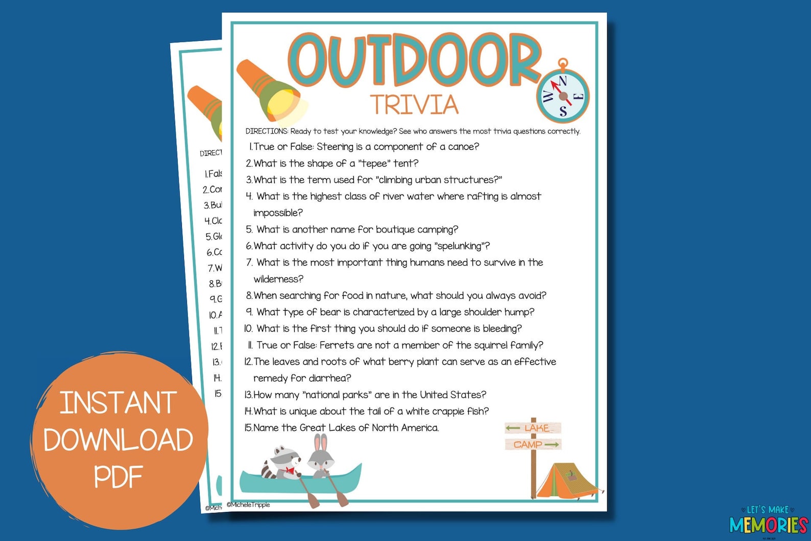 Outdoor Trivia Questions Game | Printable Outdoor Trivia | Fun ...