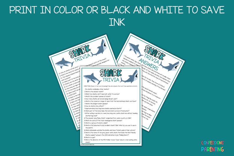 60+ Shark Trivia Questions | Ocean Unit Study | Printable Shark Trivia ...