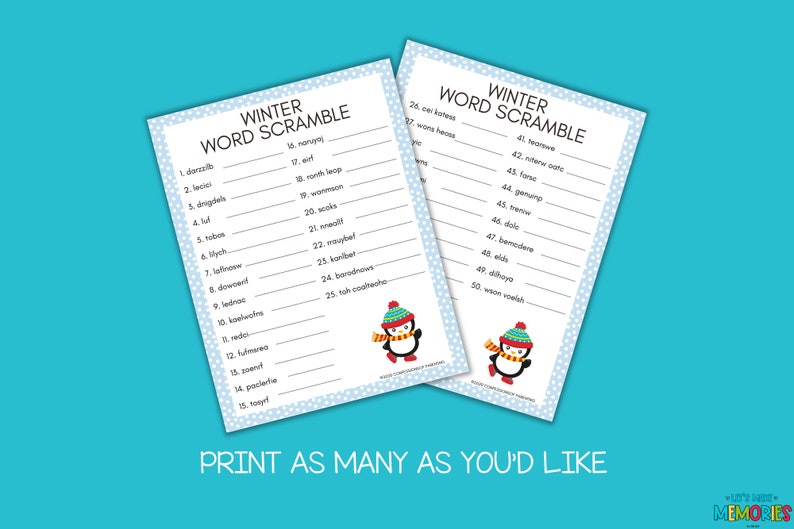 Winter Word Scramble | Word Scrambles for Kids | Word Scramble for ...