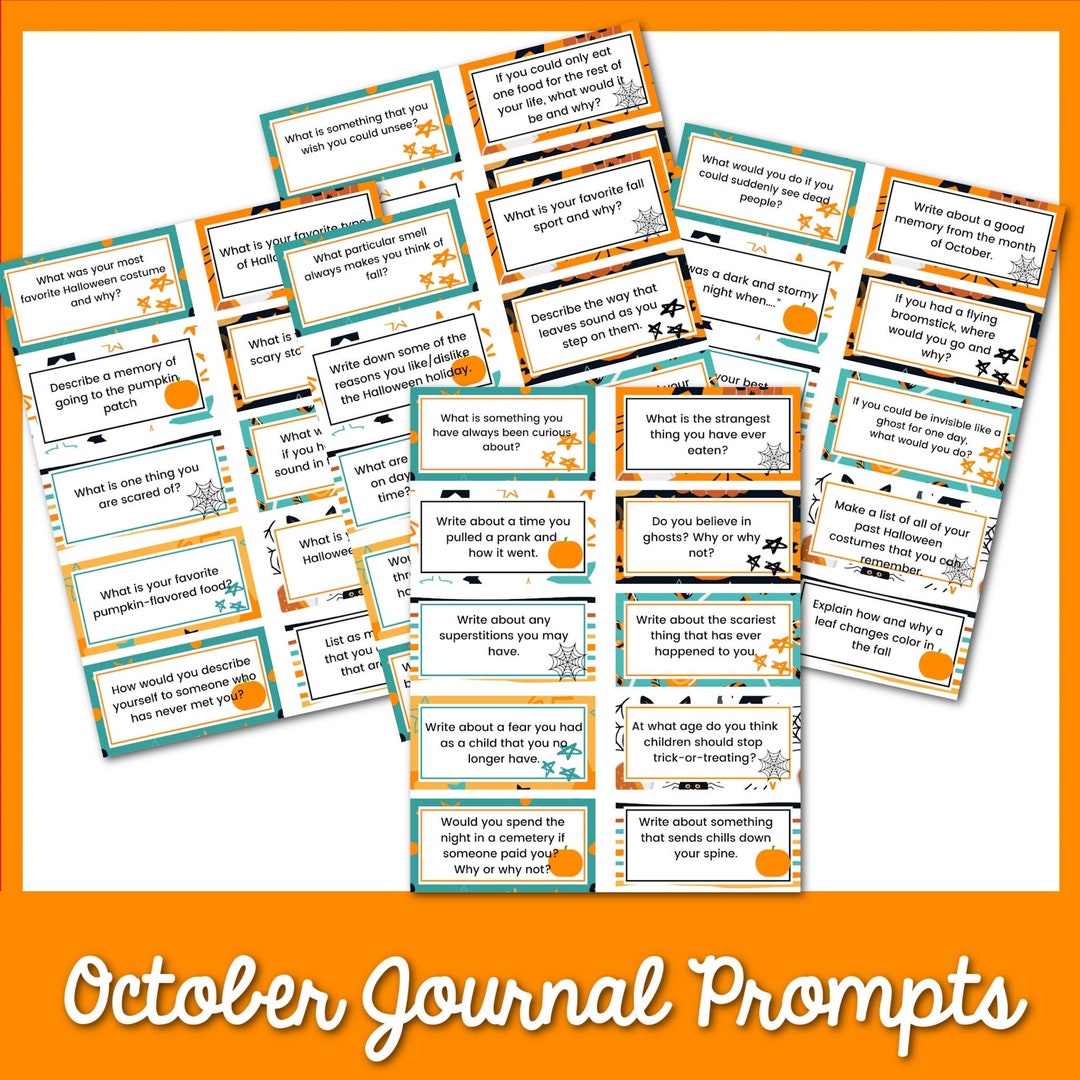 50 October Journal Prompts Printable October Writing Prompts Daily ...