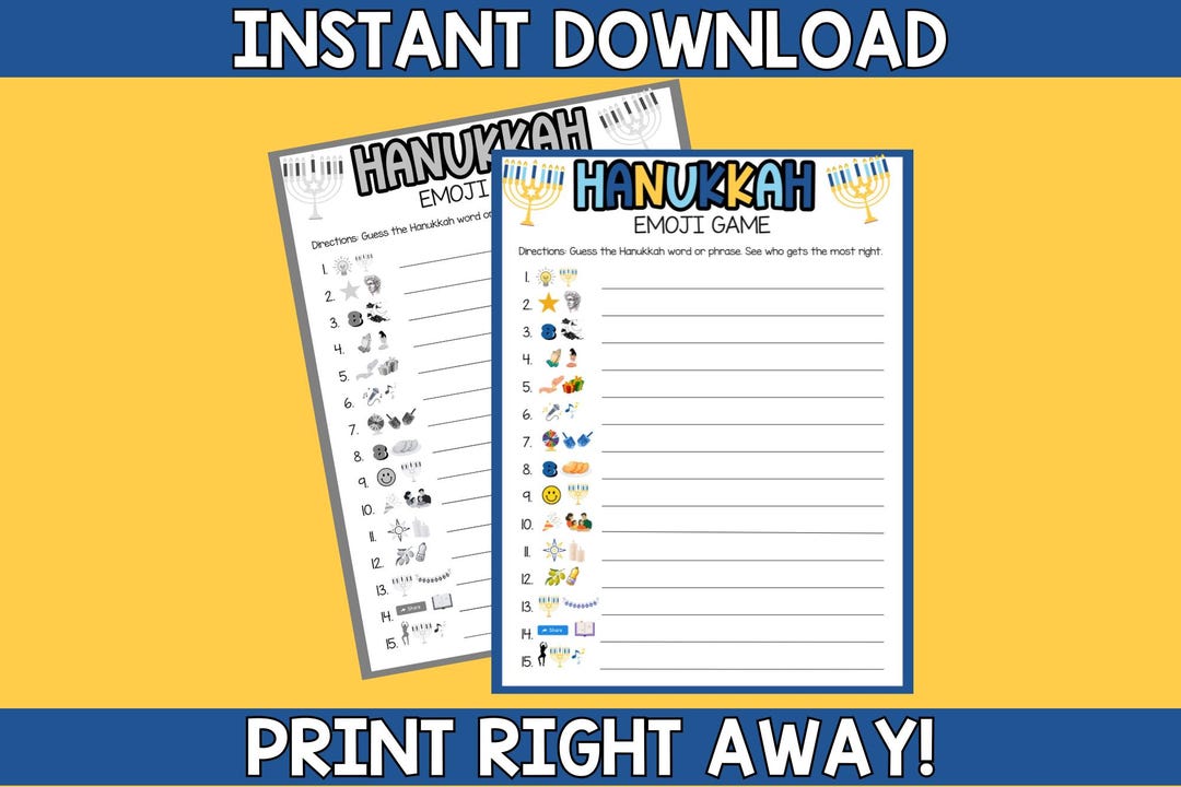 Hanukkah Emoji Game | Printable Emoji Game | Hanukkah Party Game ...