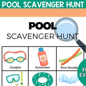 Pool Scavenger Hunt | Printable Pool Party Game | Summer Poolside ...