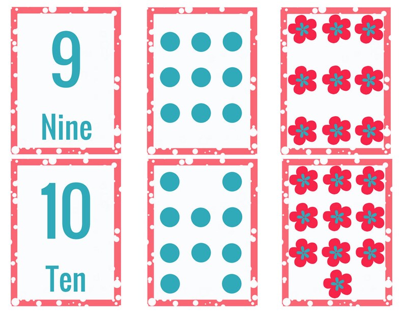 Number Recognition Flashcards Flowers - Etsy