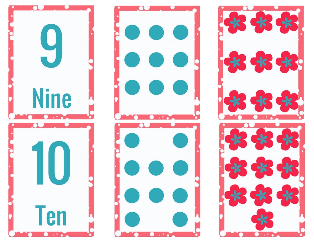 Number Recognition Flashcards-flowers| Number Flashcards 1-10| Flower ...