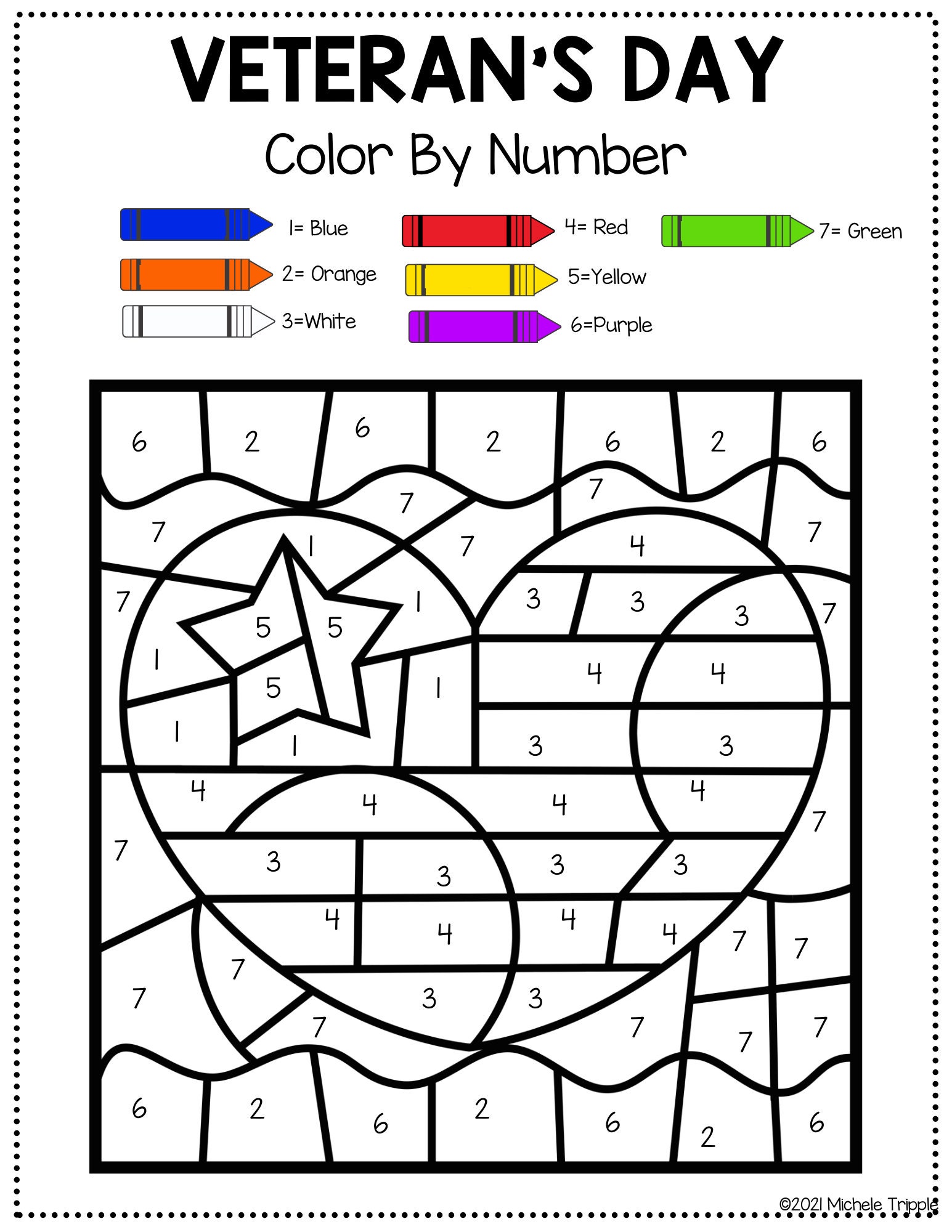 6 Veteran’s Day Color by Number | Printable Veteran’s Day Coloring ...