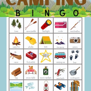 7 Camping Bingo Cards | Camping Bingo | Outdoor Bingo Game | Camping ...