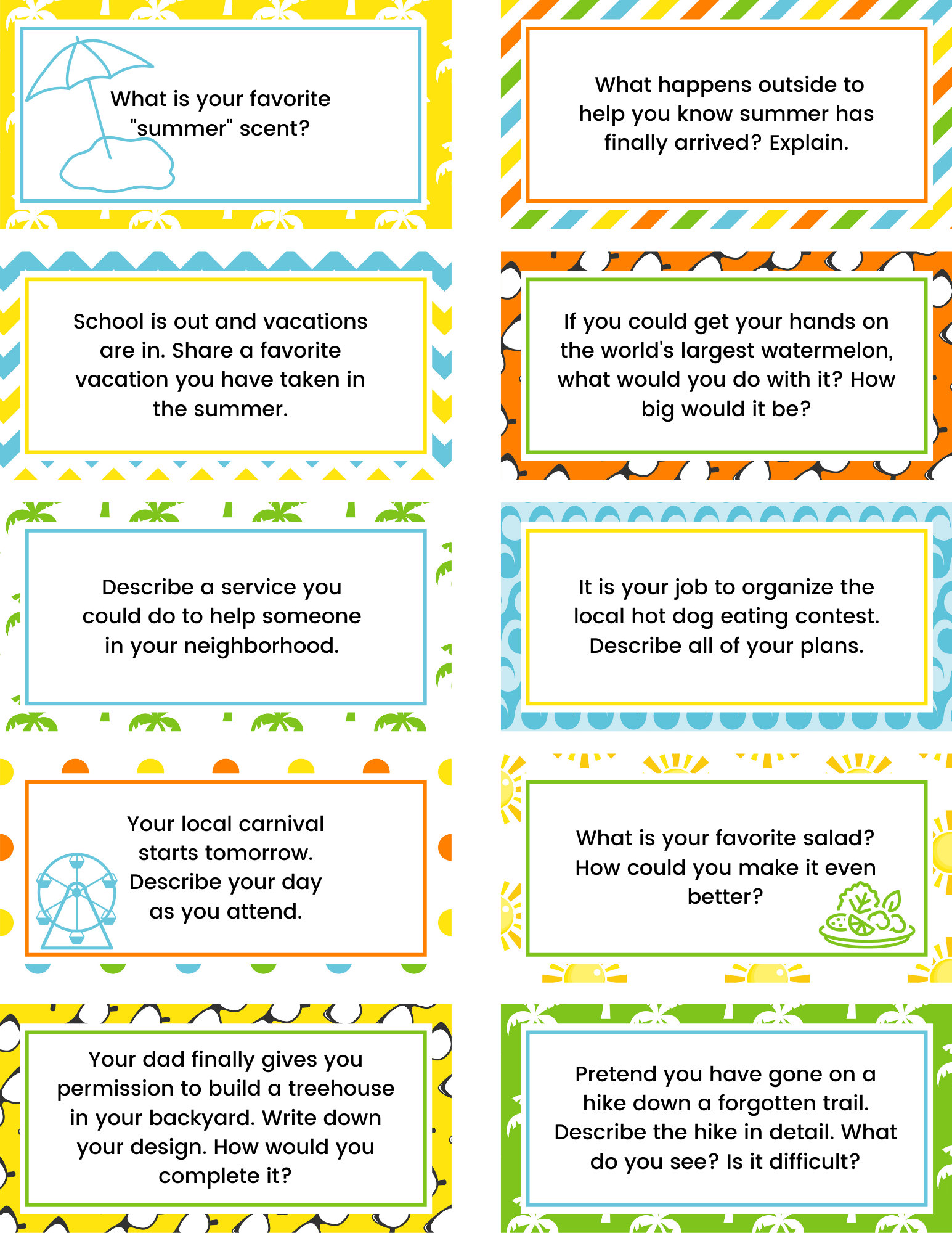 50 Summer Journal Prompts | Printable Summer Writing Prompts | Daily ...