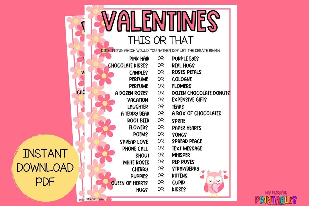 60 Valentine's Day This or That | Valentine Family Activity | Valentine ...