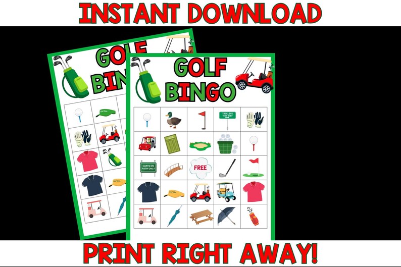 8 Golf Bingo| Printable Golf Party Games| Golf Tournament Games for ...