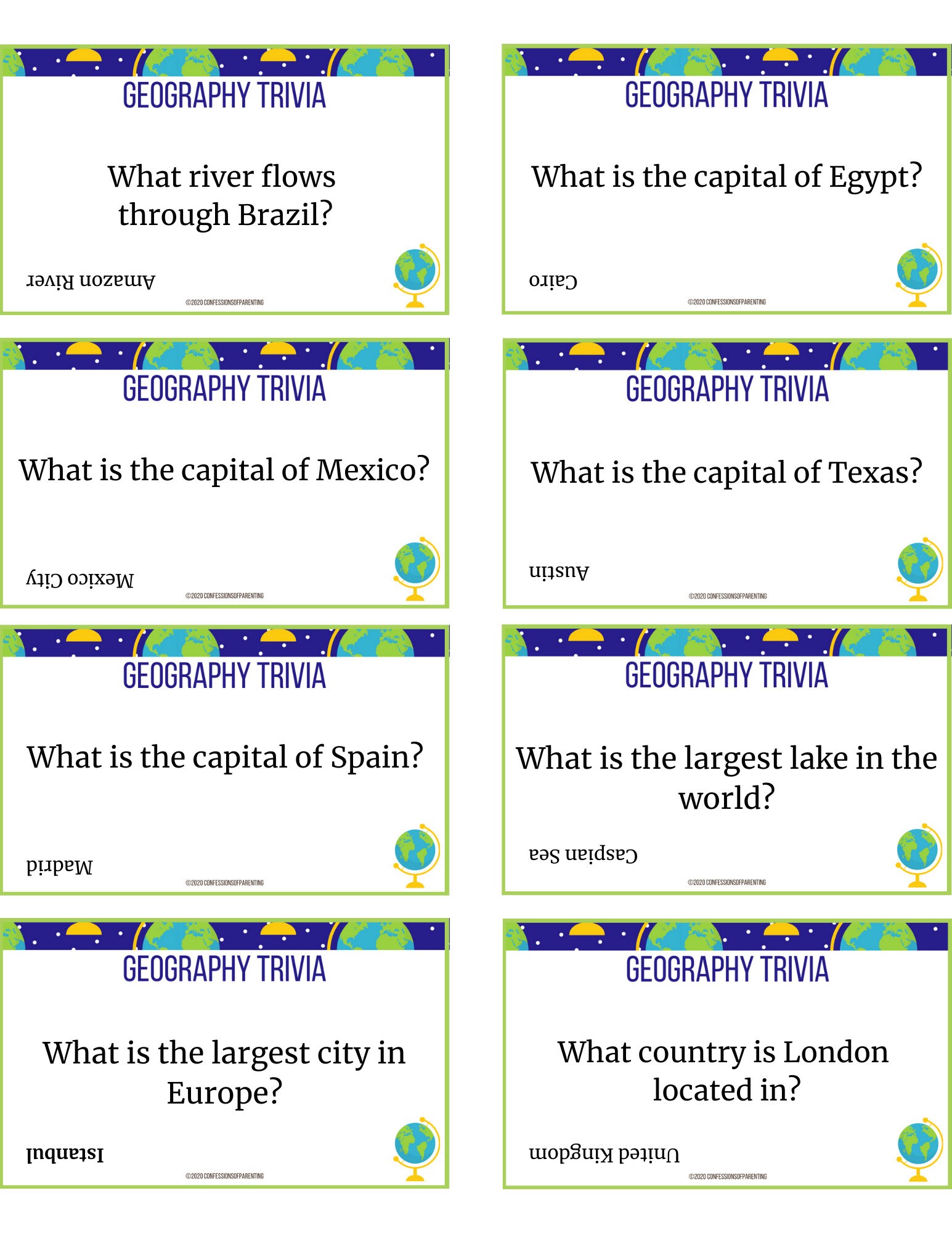 50 Geography Trivia Questions for Kids | Printable Geography Trivia ...