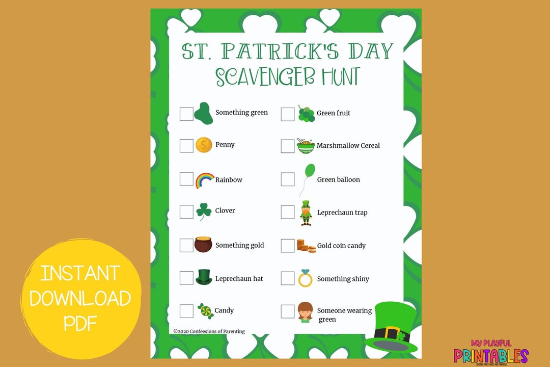 St. Patrick's Day Scavenger Hunt | St. Patrick's Day Treasure Hunt ...