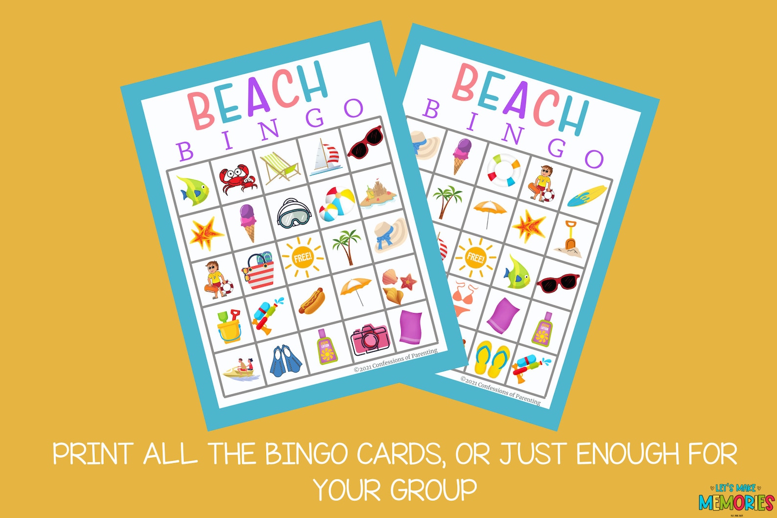 6 Beach Bingo Cards | Beach Themed Bingo | Beach Party Idea | Summer ...