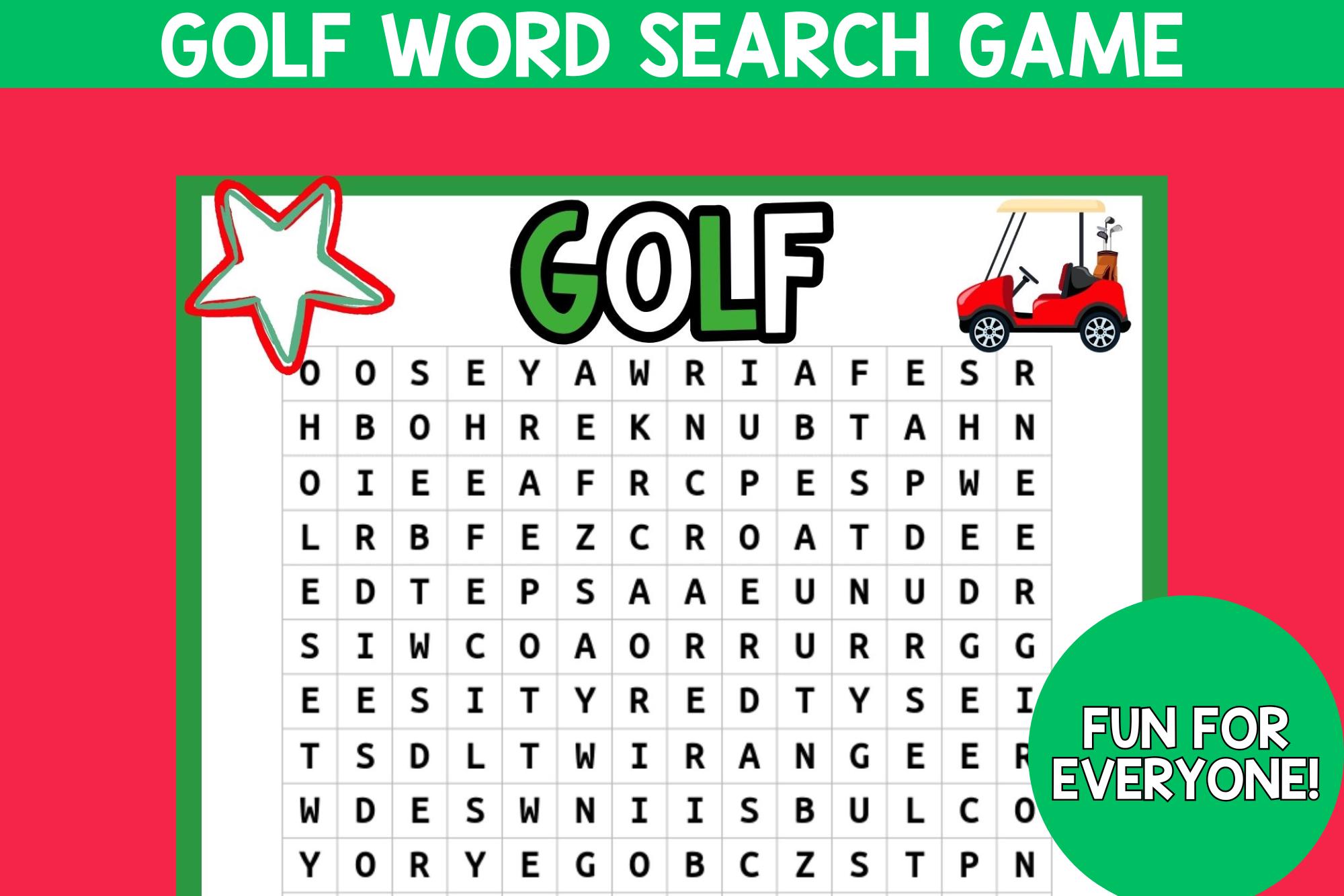 Golf Word Search Game | Printable Golf Party Games | Golf Tournament ...