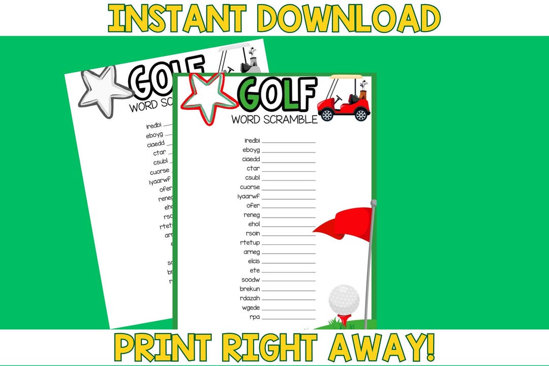 Golf Word Scramble Game | Printable Golf Party Games | Golf Tournament ...