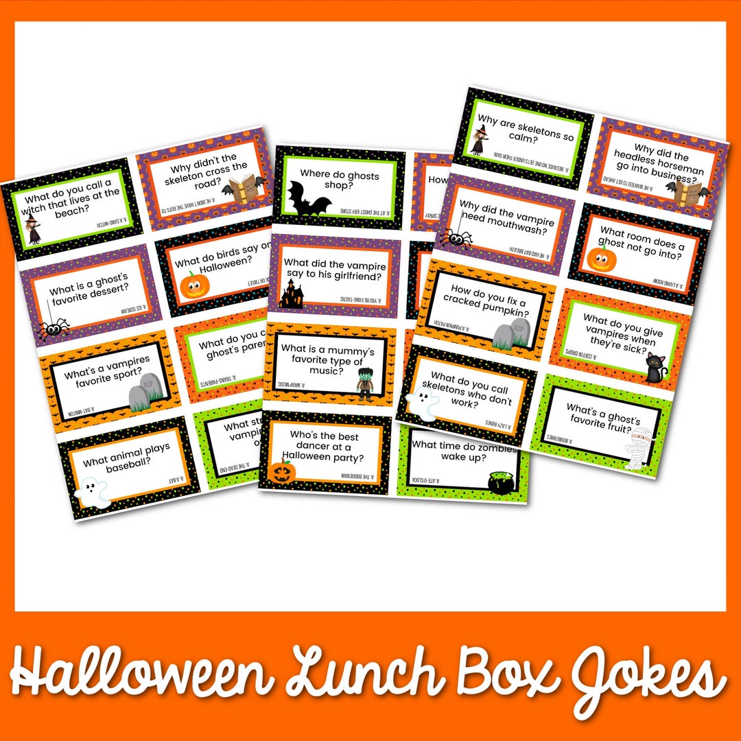 20+ Halloween Lunch Box Jokes| Printable Halloween Joke Cards| Lunch ...