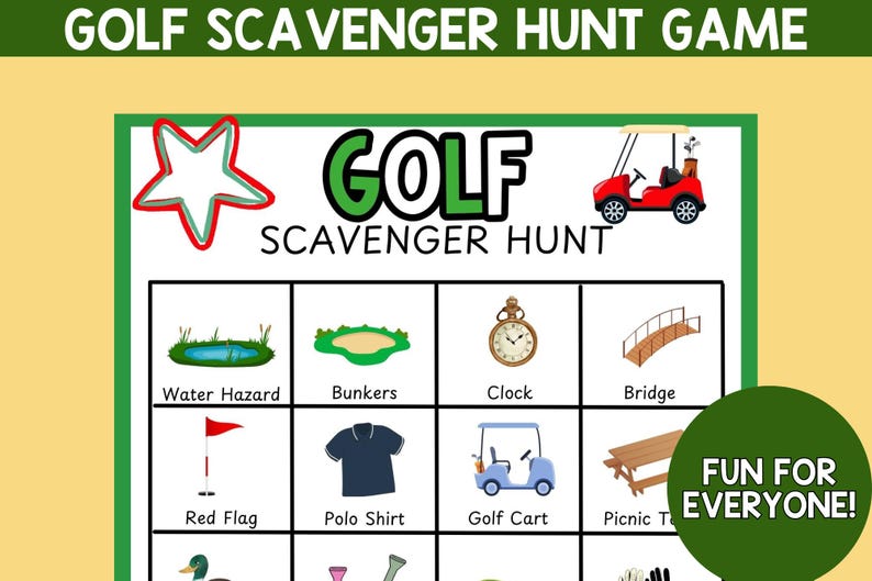 Golf Scavenger Hunt Game | Printable Golf Party Games | Golf Tournament ...