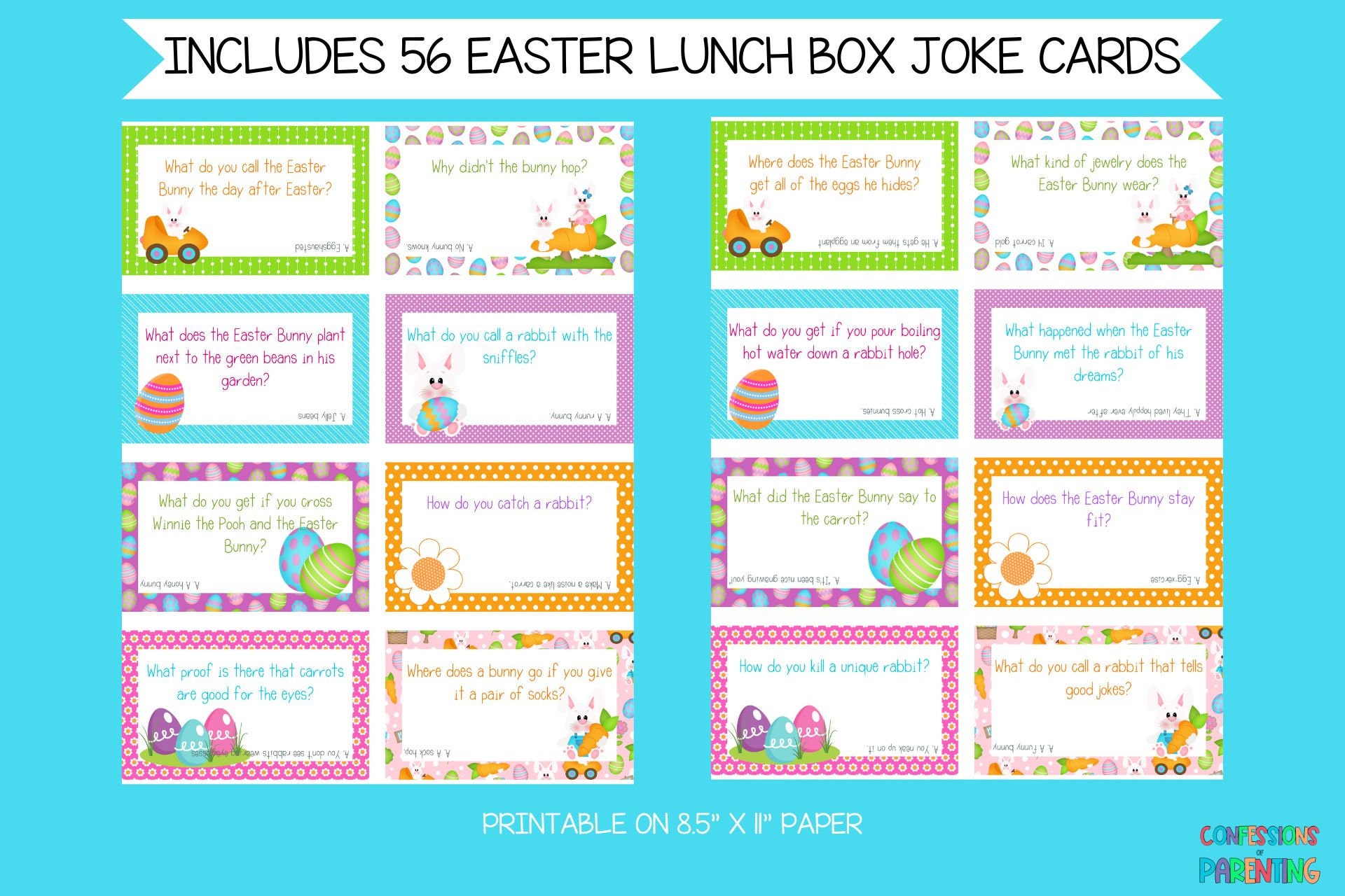 50+ Easter Jokes | Printable Lunch Box Cards | Printable Easter Jokes ...