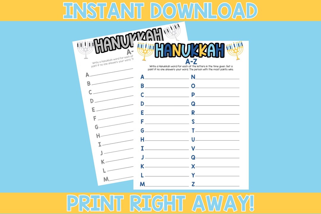 Hanukkah A-Z Game | Printable Hanukkah Game | Hanukkah Classroom ...