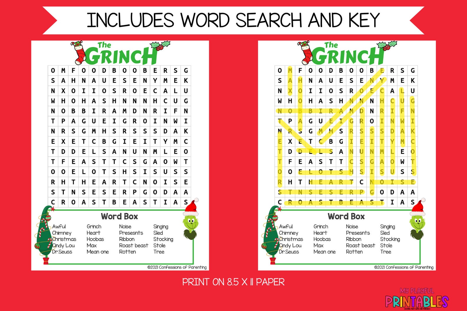 Grinch Word Search | How the Grinch Stole Christmas | Christmas Word ...