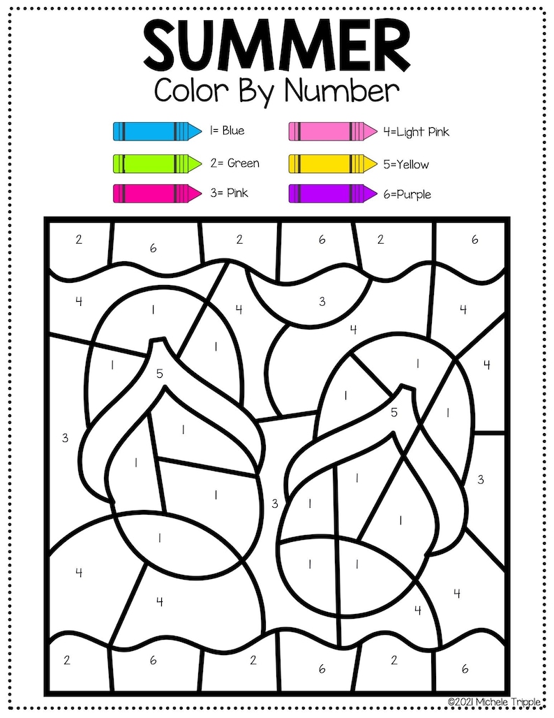 Summer Color by Number Activity for Kindergarten Back to - Etsy