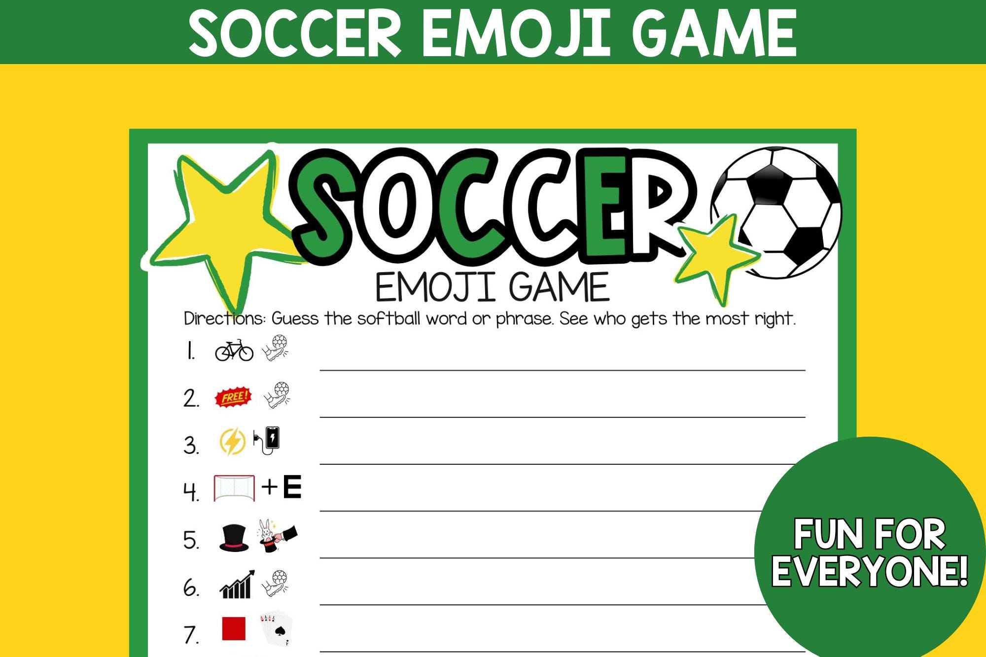 Soccer Emoji Game | Guess the Soccer Emoji | Soccer Party Game | Sports ...