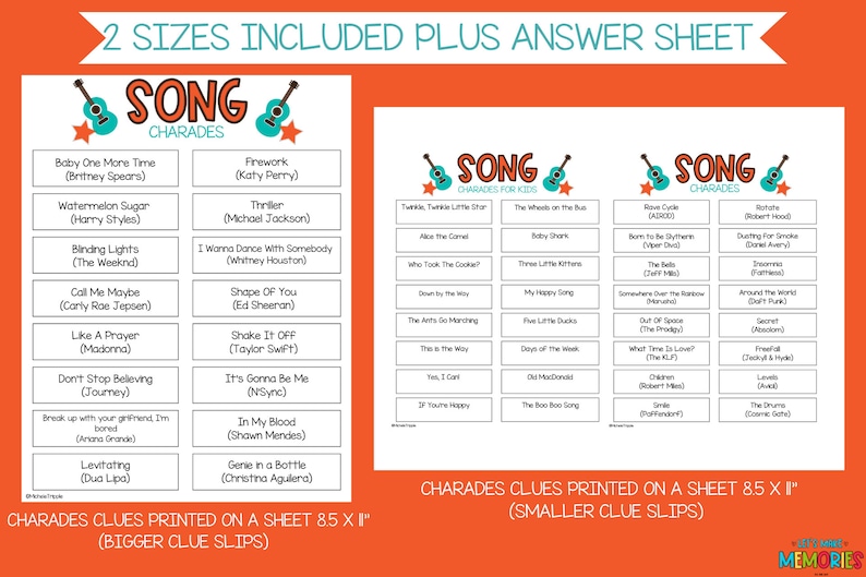 Song Charades Game | 300 Charades Ideas | Printable Games | Party Games ...
