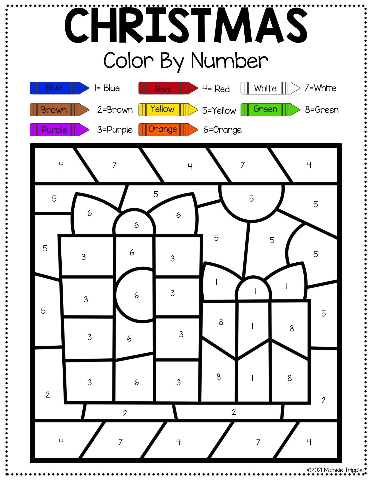6 Christmas Color by Number Sheets | Christmas Activity for Kids ...