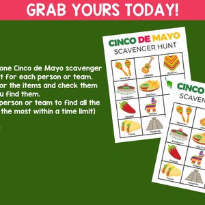 Cinco De Mayo Scavenger Hunt Game | Printable Cinco De Mayo Scavenger ...