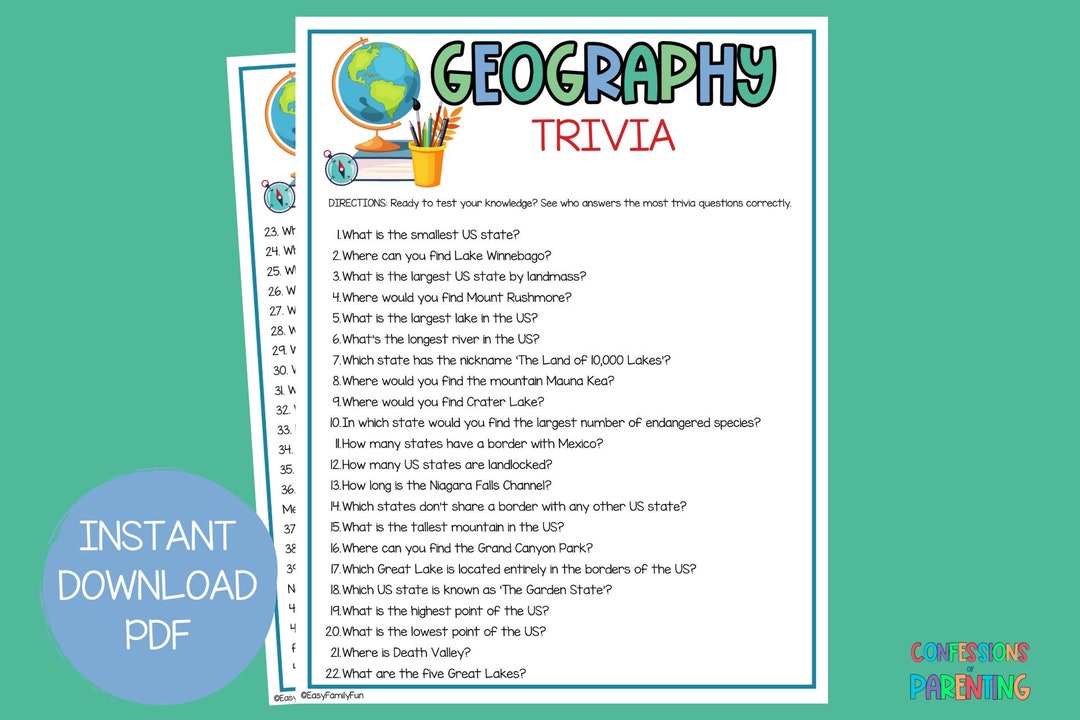 Geography Trivia Trivia for the Classroom Homeschool Trivia Trivia for ...