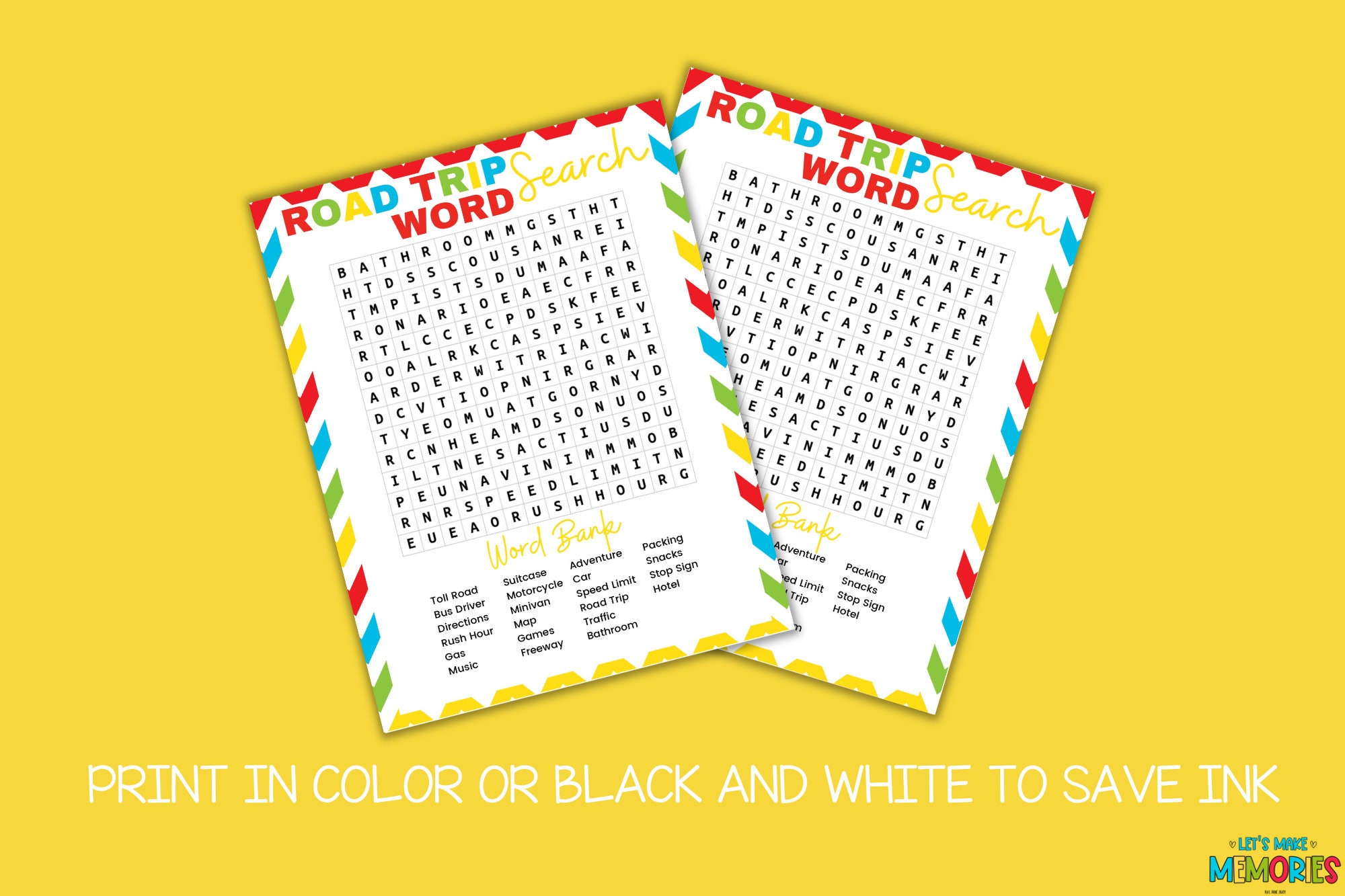 Road Trip Word Search | Road Trip Games | Kids Road Trip Activity ...